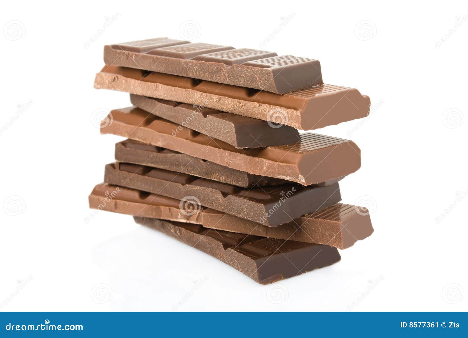Broken Milk Chocolate Bar Isolated With Shadow. Horizontal Compo Stock ...