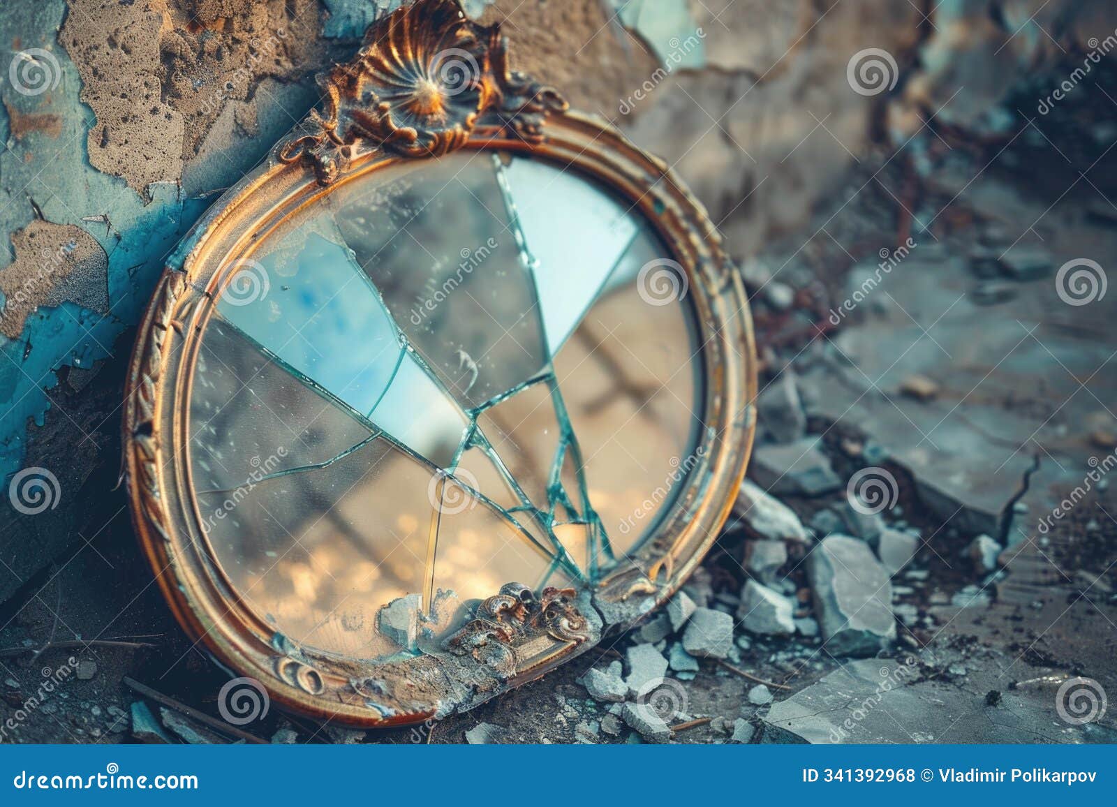 A Broken Mirror Lying on the Ground beside a Wall, Perfect for Use in ...