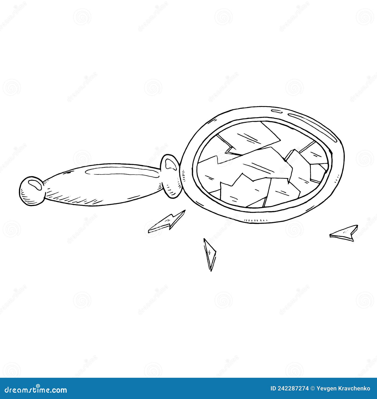 Broken Mirror. Vector Illustration of Shards of a Vintage Mirror Stock ...