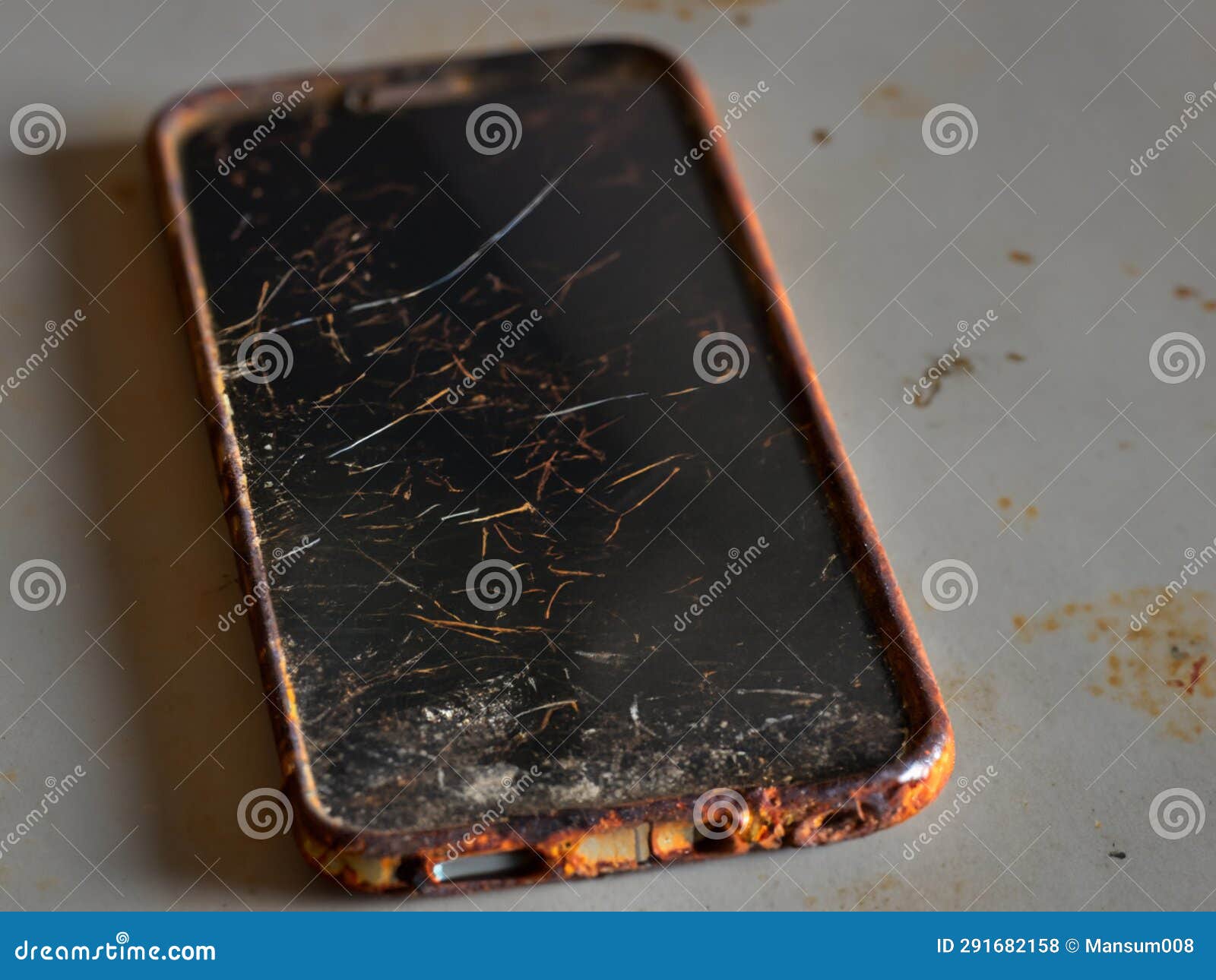 Broken Mobile Phone with a Dirty Screen Stock Photo - Image of phone ...
