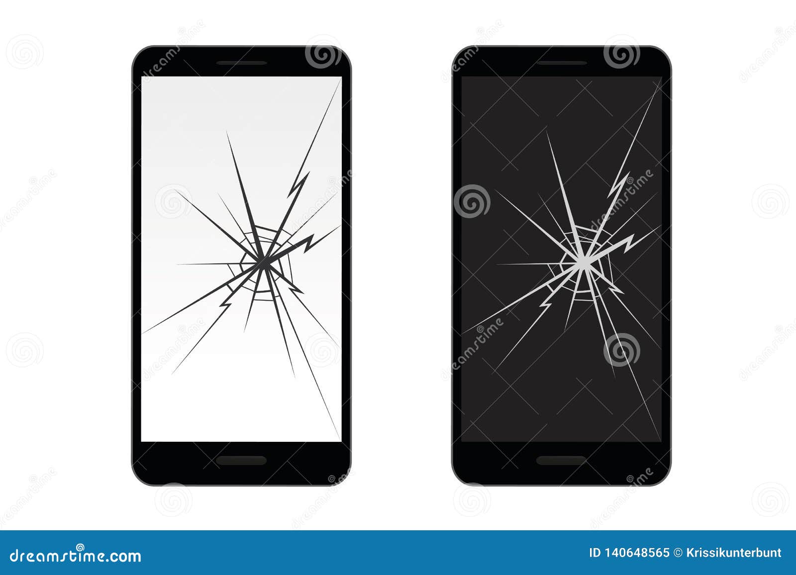 Broken Mobile Phone Display with Crack Stock Vector - Illustration of ...