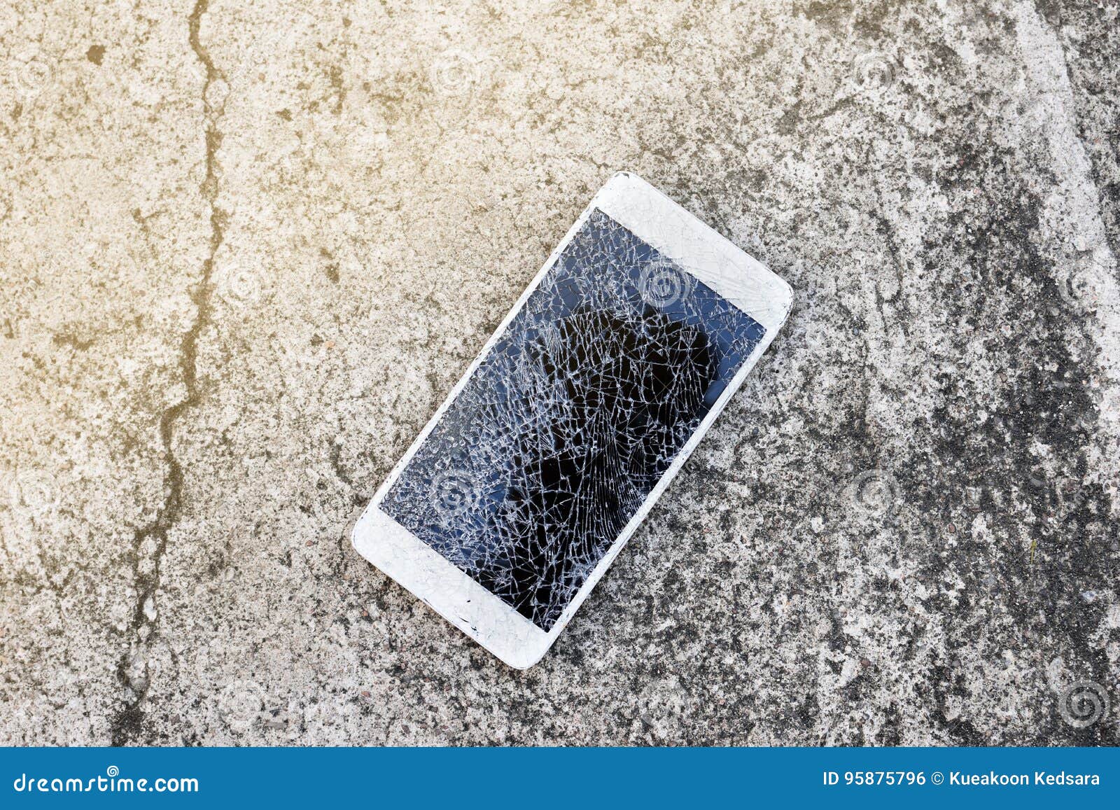 Broken Mobile Phone Drop on Cement Floor Stock Photo - Image of display ...