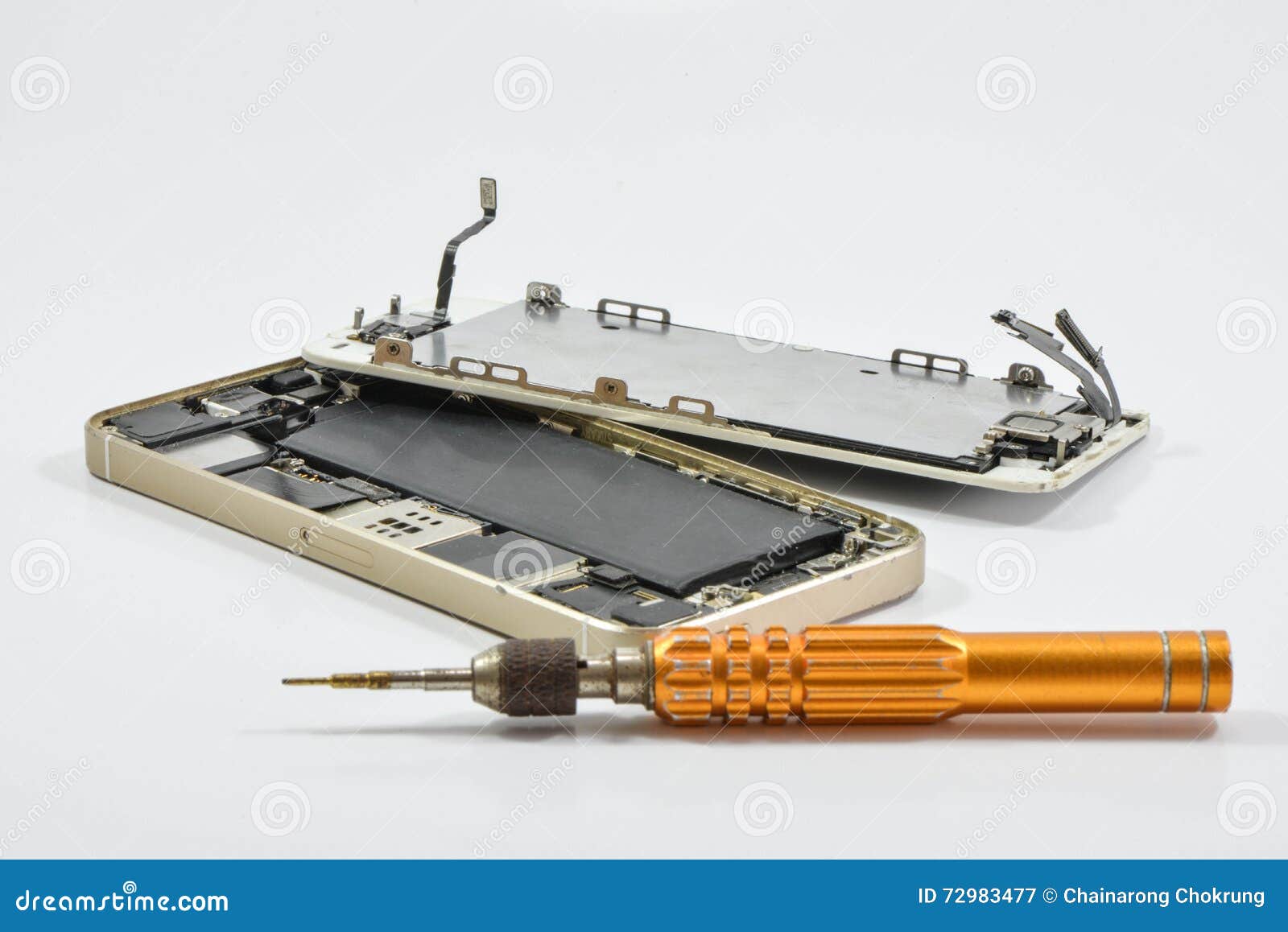 Broken of Mobile Phone and Repair Tool Stock Image - Image of hand ...