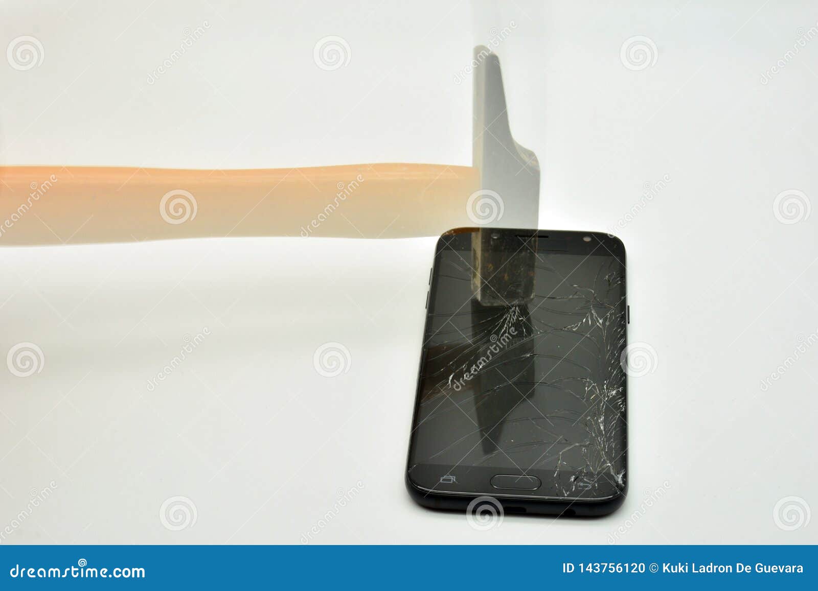 Broken Mobile Phone Screen with a Hammer Stock Photo - Image of drive ...