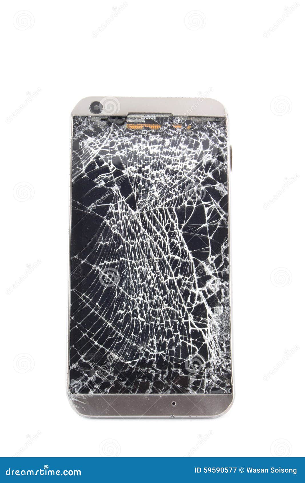 Broken Mobile Smart Phone. Isolated on White. Stock Image - Image of ...