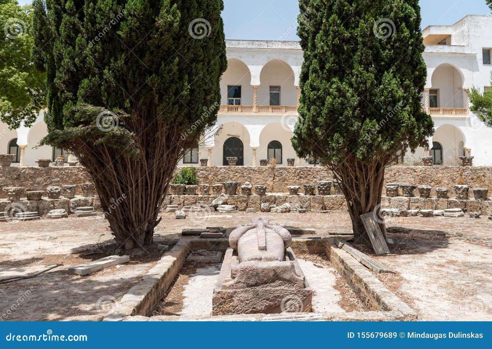 Broken Monument and Statue in Carthage National Museum in Tunisia Stock ...
