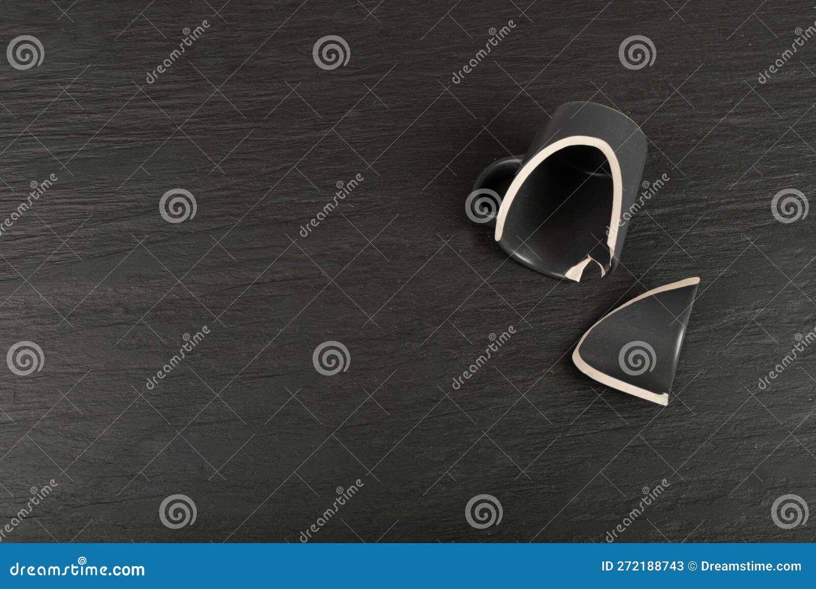 Broken Mug, Black Ceramic Cup Pieces, Broken Mug on Black Background ...