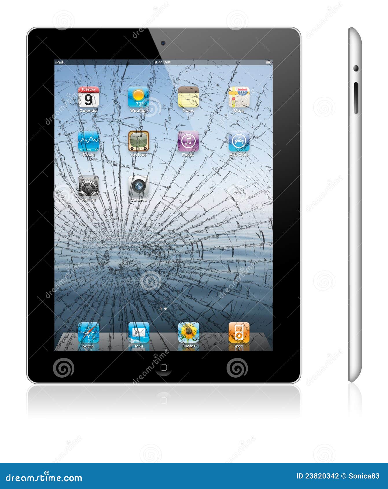 Broken new Apple iPad 3 editorial photography. Illustration of ...