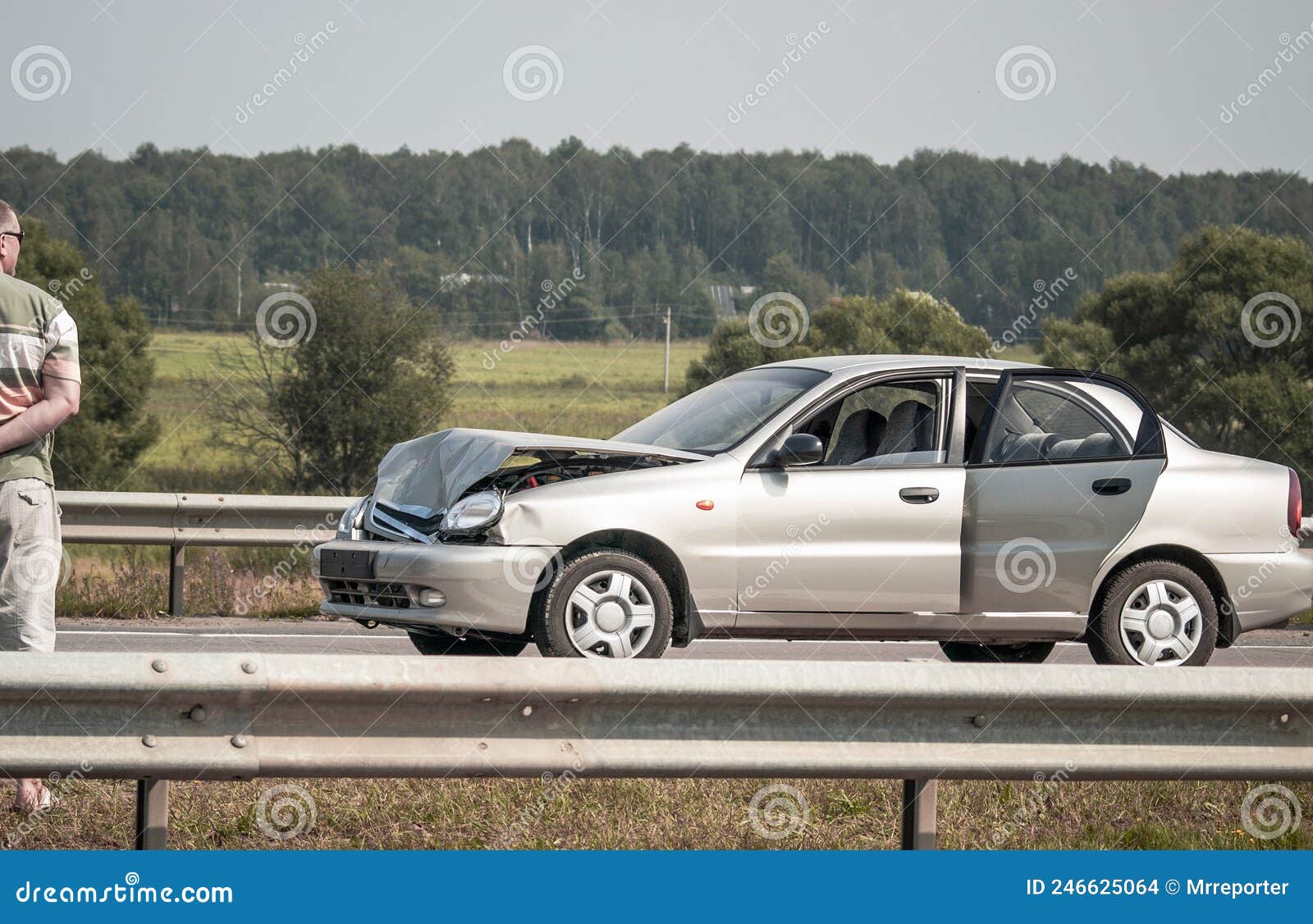 Broken New Car and Driver at Highway Stock Photo - Image of legal ...