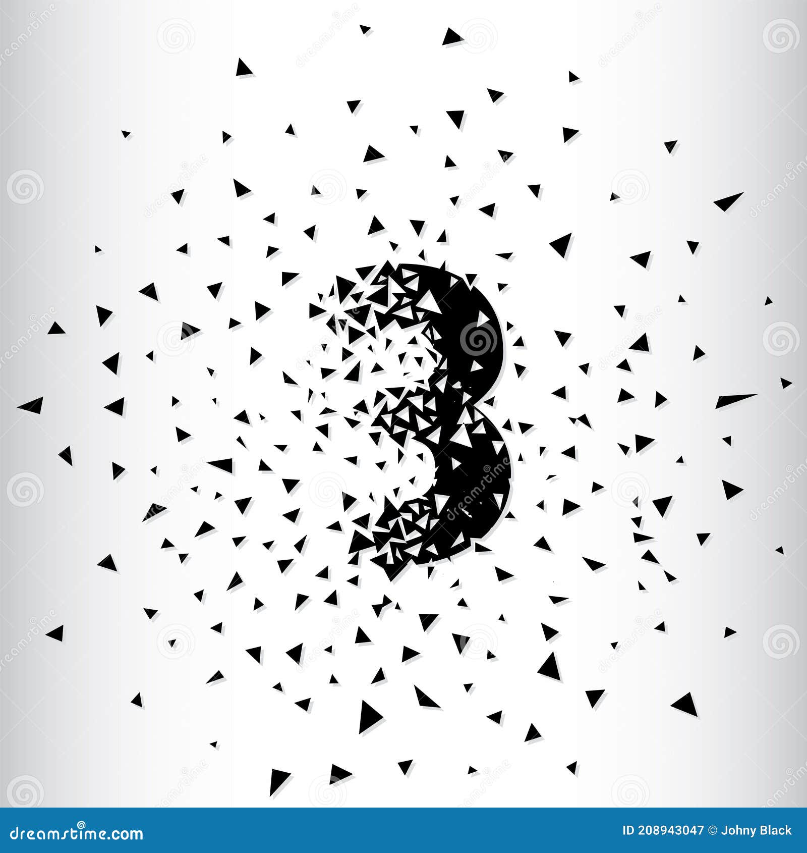 Broken Numbers 3. Explosion Effects. Vector and Illustration. Stock ...