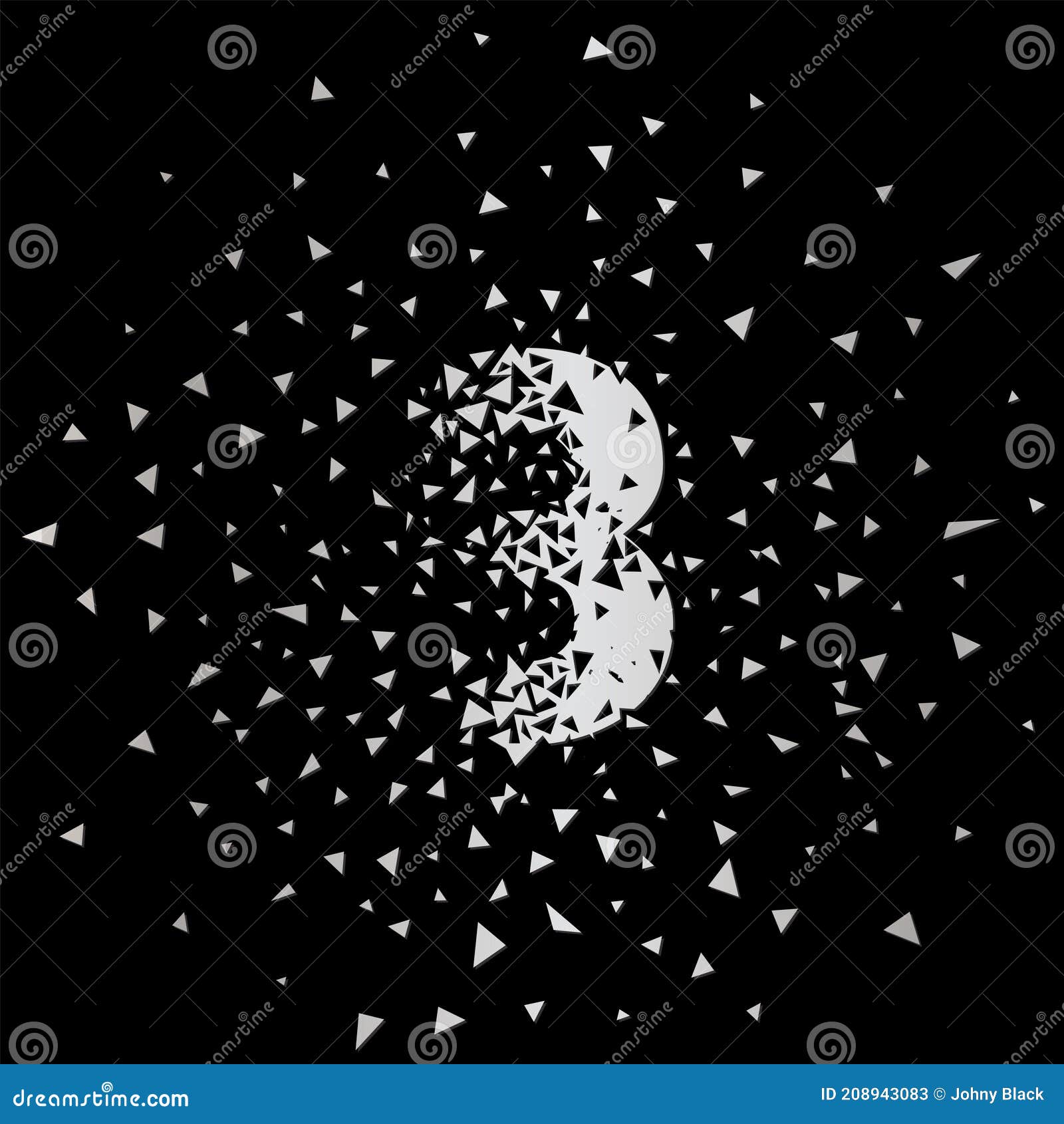 Broken Numbers 3. Explosion Effects. Vector and Illustration. Stock ...