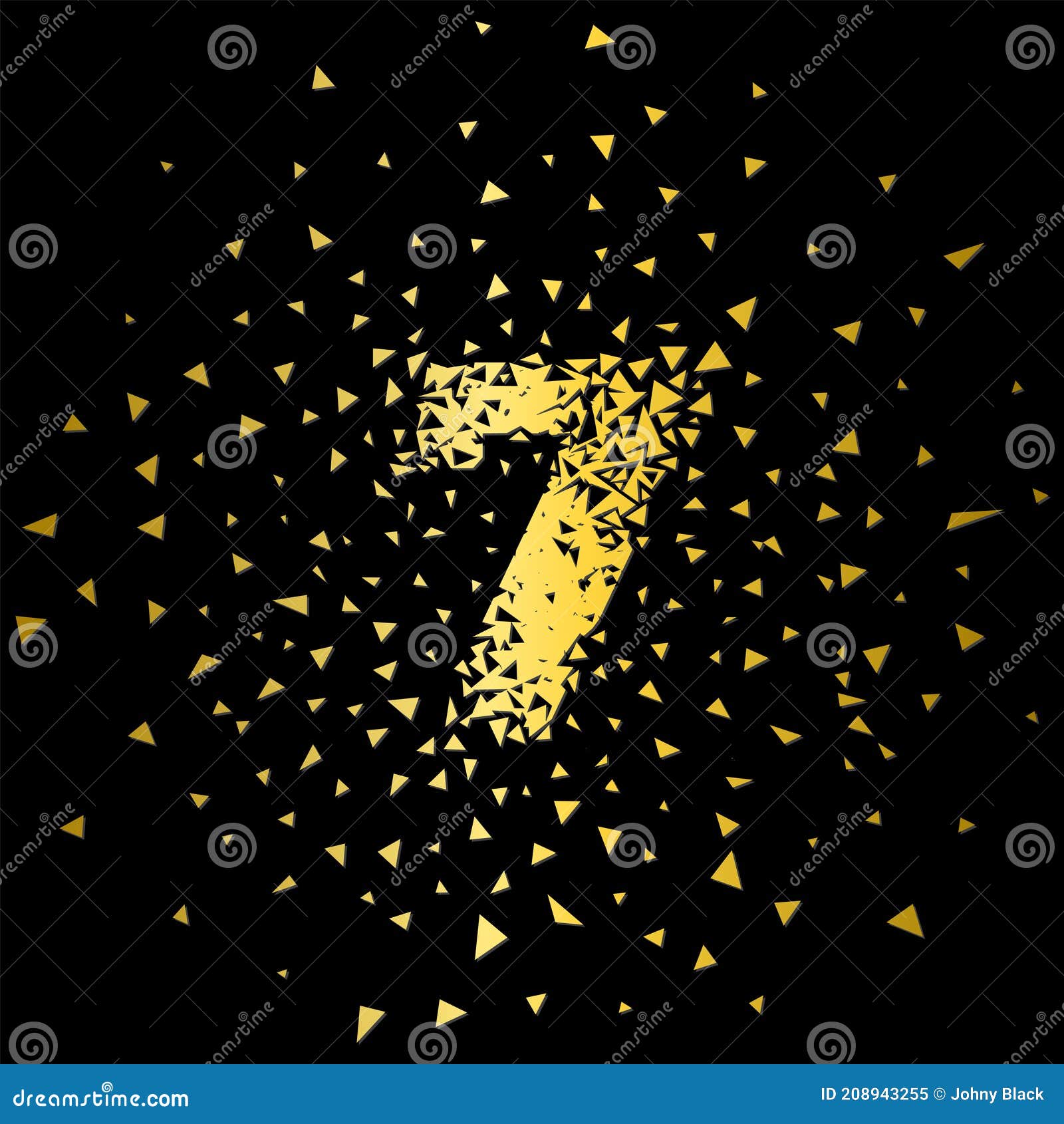 Broken Numbers 7. Explosion Effects. Vector and Illustration. Stock ...