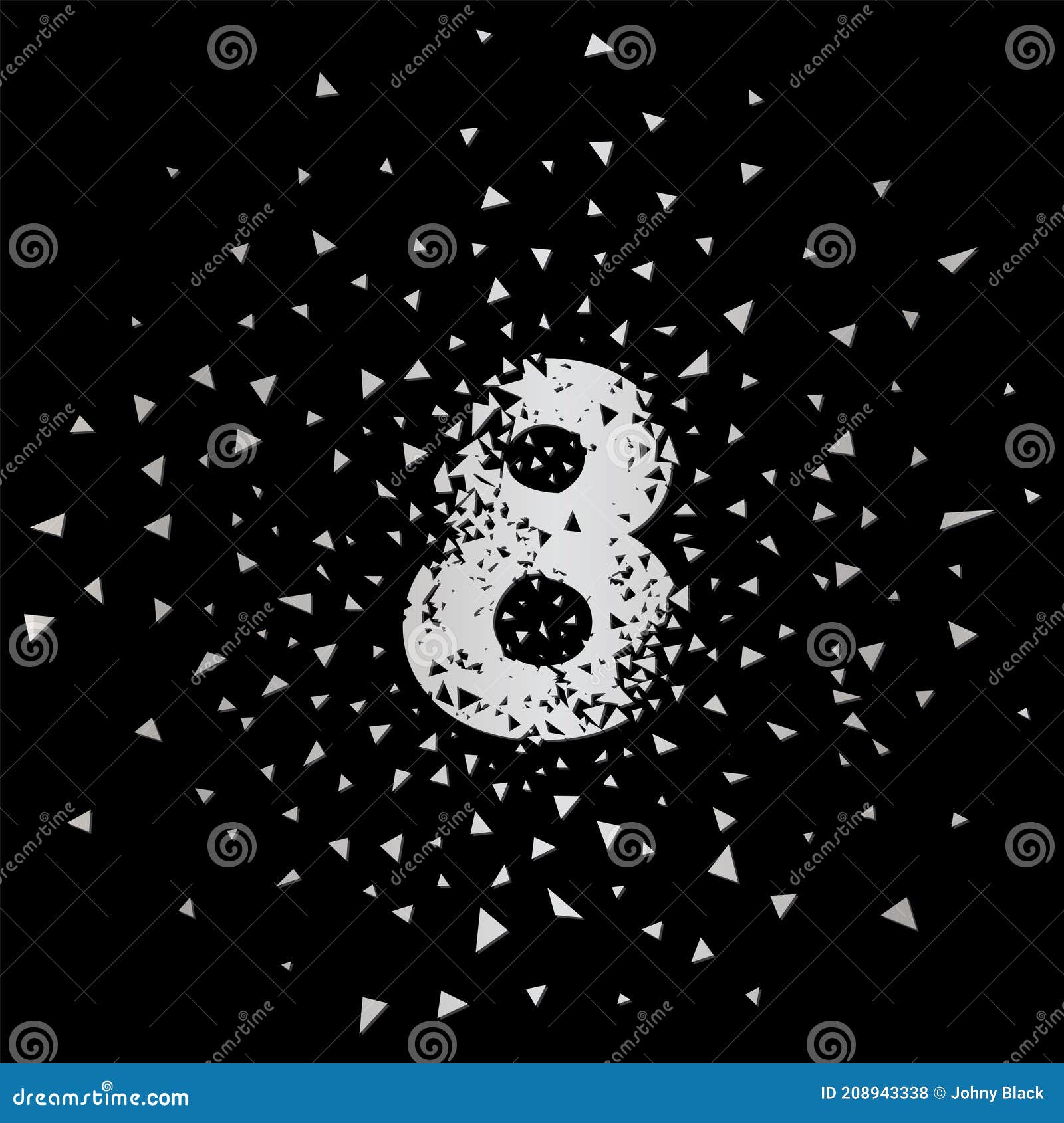 Broken Numbers 8. Explosion Effects. Vector and Illustration. Stock ...