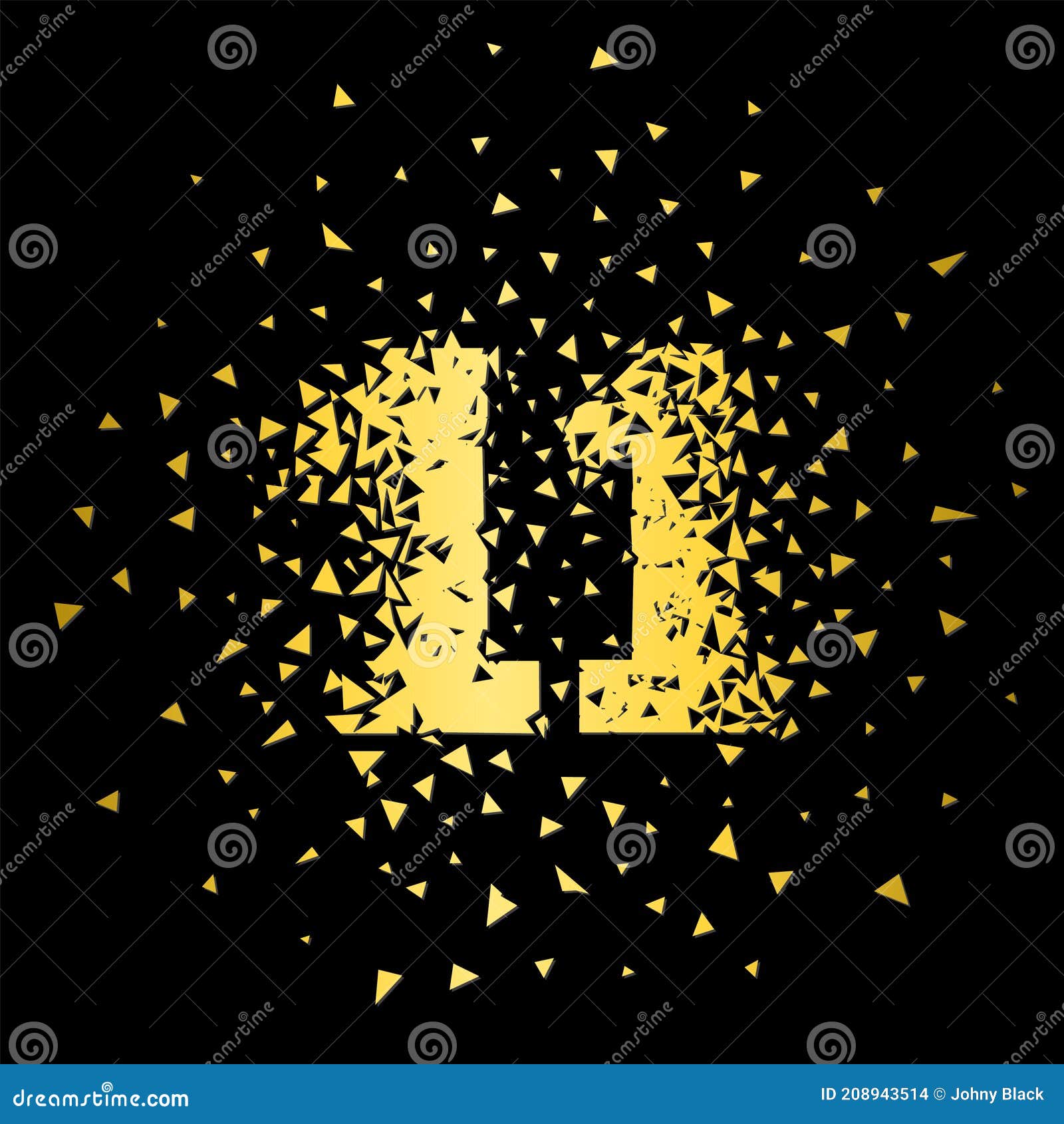 Broken Numbers 11. Explosion Effects. Vector and Illustration. Stock ...