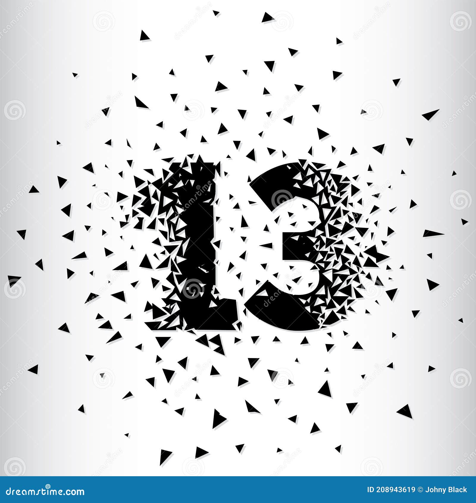 Broken Numbers 13. Explosion Effects. Vector and Illustration. Stock ...