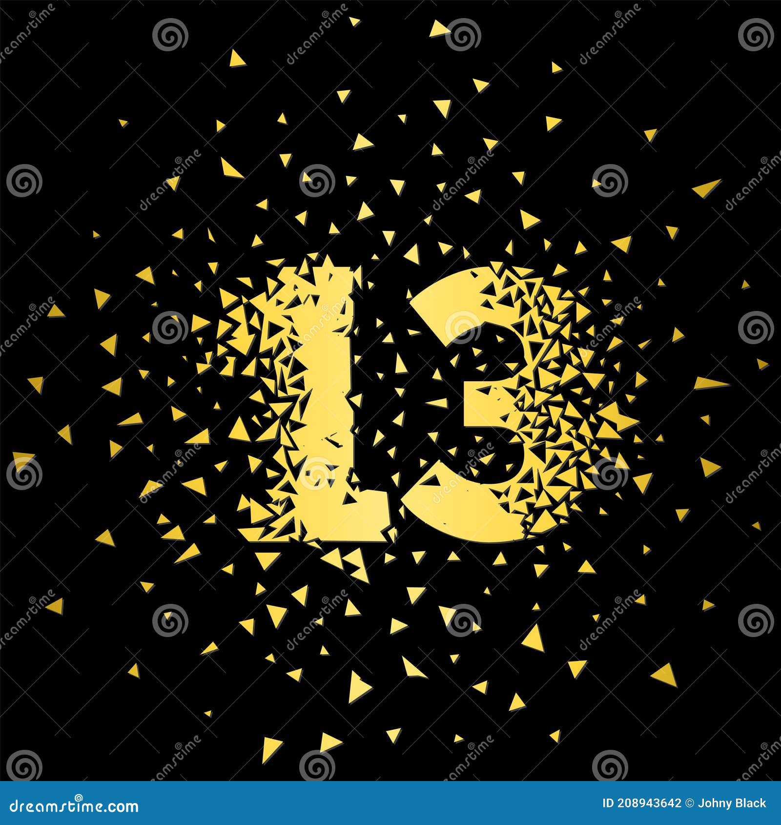 Broken Numbers 13. Explosion Effects. Vector and Illustration. Stock ...