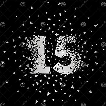 Broken Numbers 15. Explosion Effects. Vector and Illustration. Stock ...
