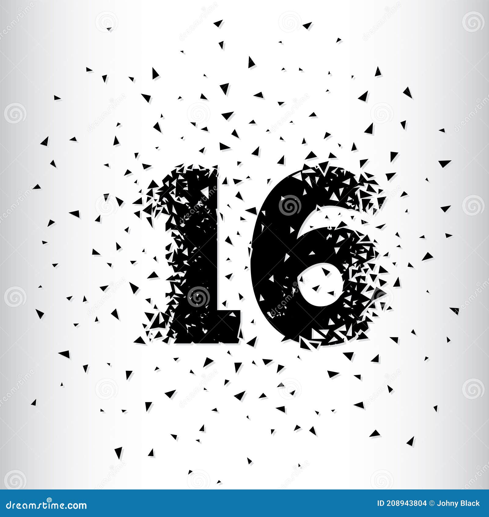 Broken Numbers 16. Explosion Effects. Vector and Illustration. Stock ...