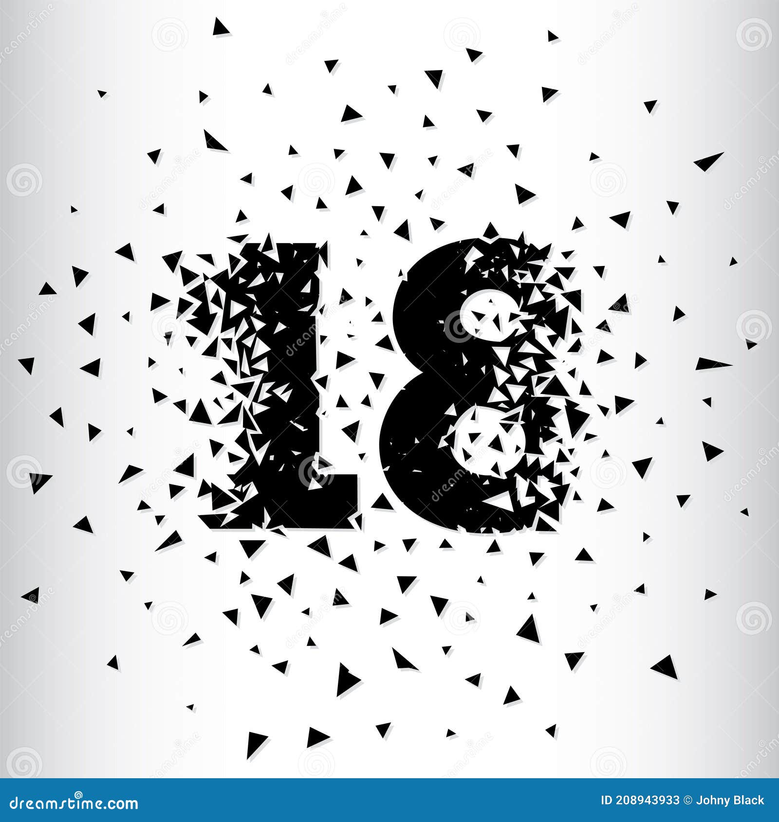 Broken Numbers 18. Explosion Effects. Vector and Illustration. Stock ...