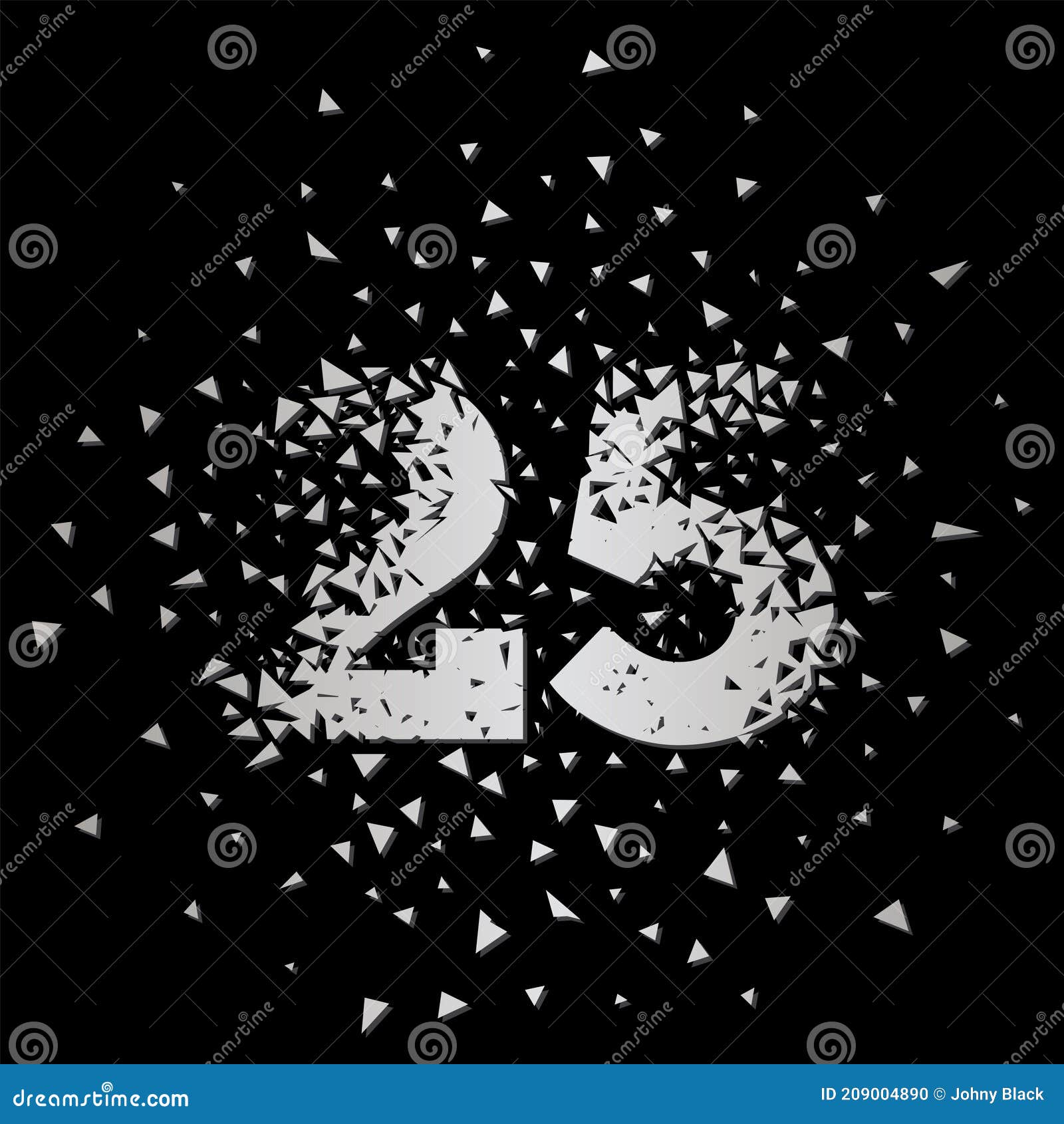Broken Numbers 25. Explosion Effects. Vector and Illustration. Stock ...