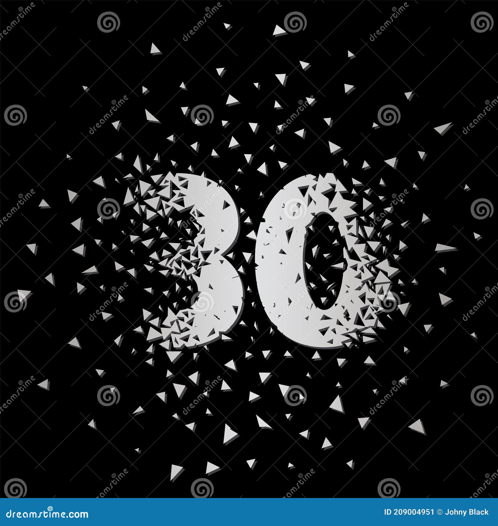 Broken Numbers 30. Explosion Effects. Vector and Illustration. Stock ...