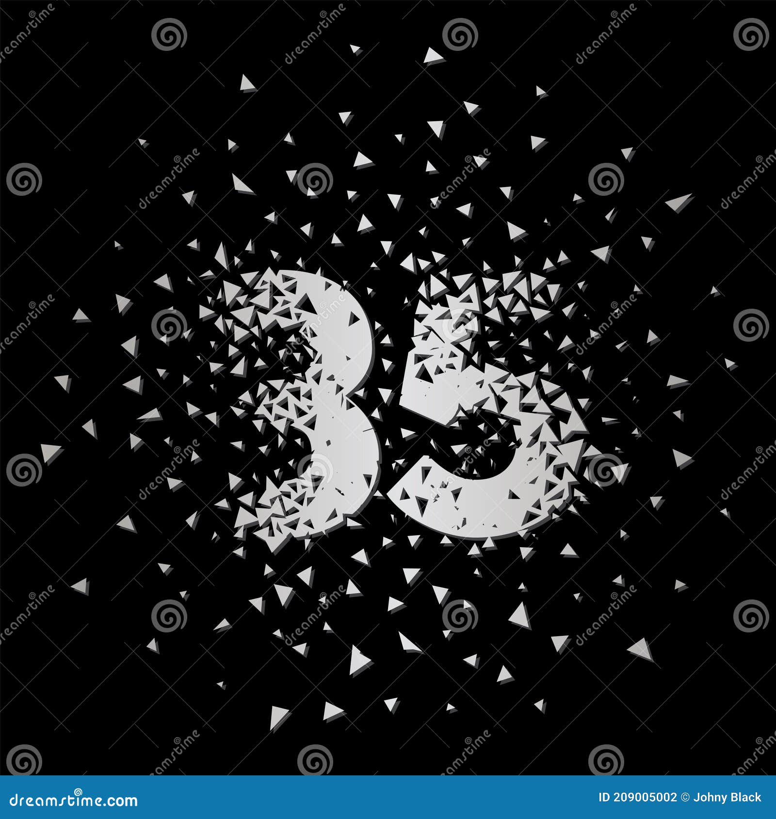 Broken Numbers 35. Explosion Effects. Vector and Illustration. Stock ...