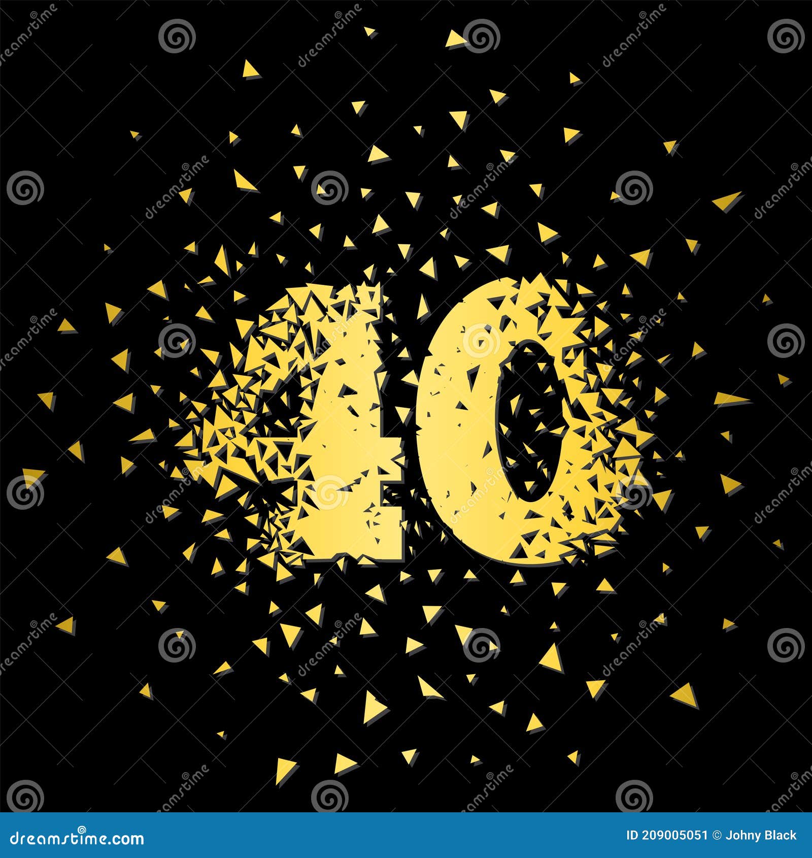 Broken Numbers 40. Explosion Effects. Vector and Illustration. Stock ...