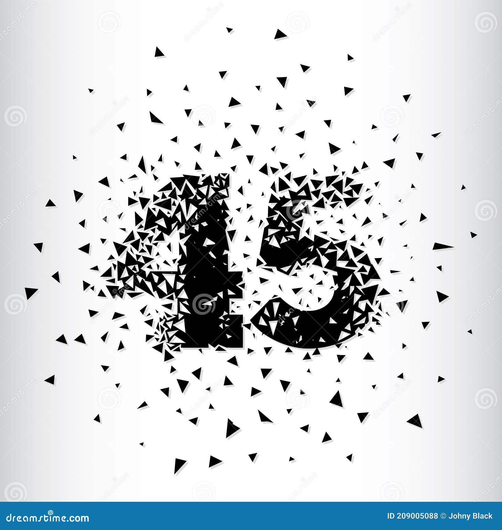 Broken Numbers 45. Explosion Effects. Vector and Illustration. Stock ...