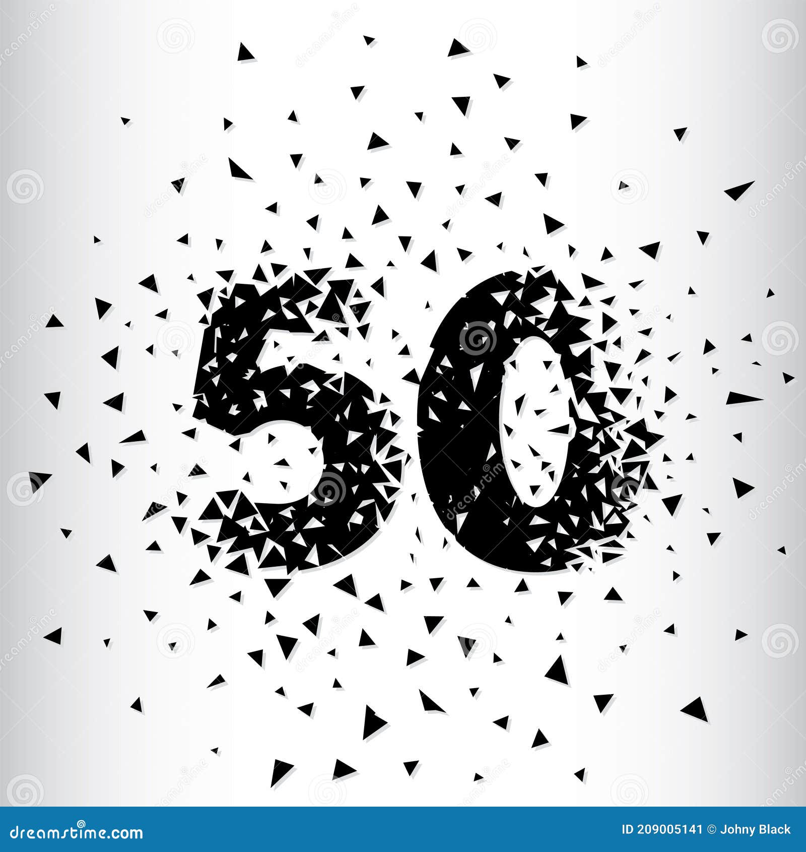 Broken Numbers 50. Explosion Effects. Vector and Illustration. Stock ...