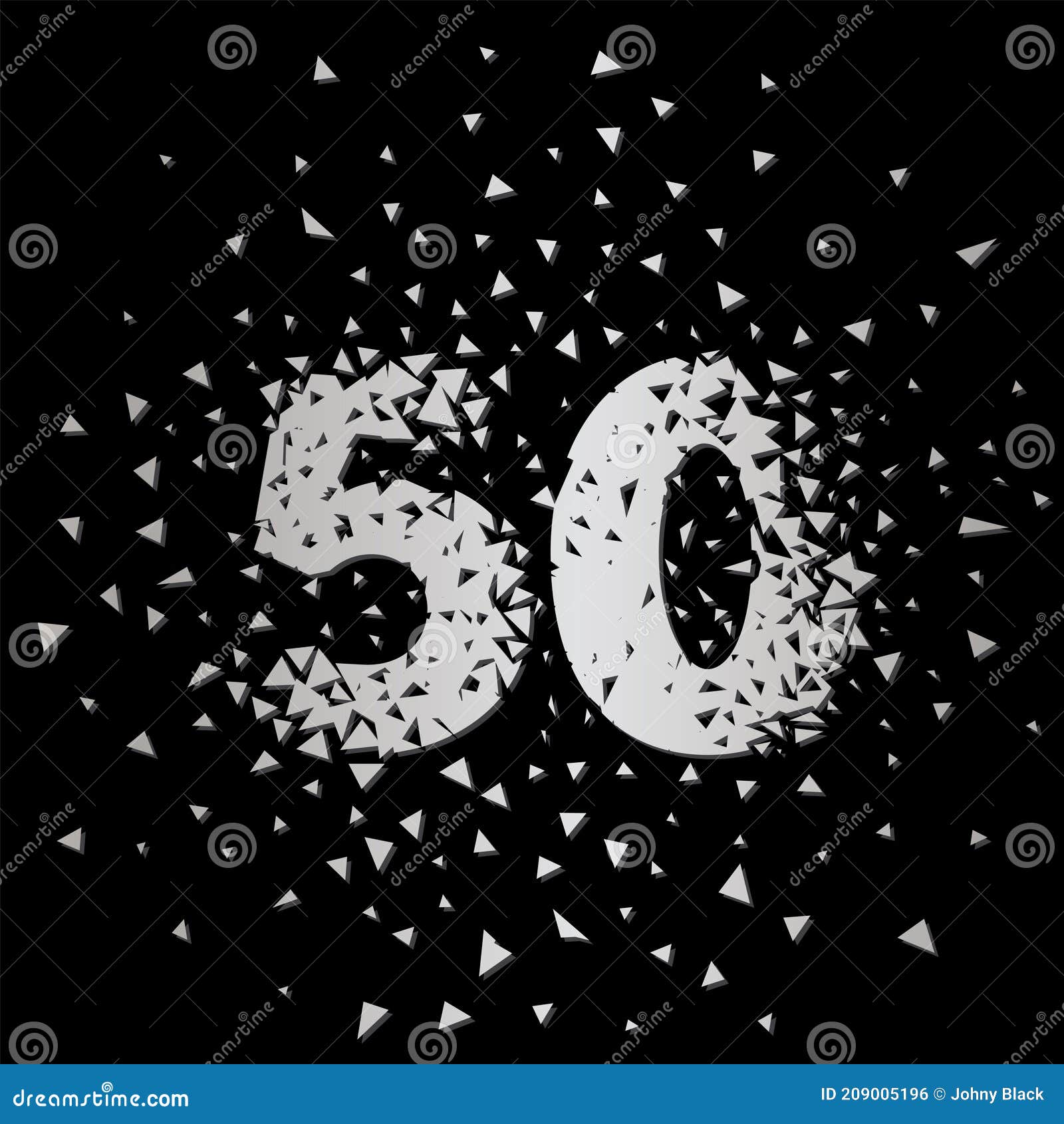 Broken Numbers 50. Explosion Effects. Vector and Illustration. Stock ...