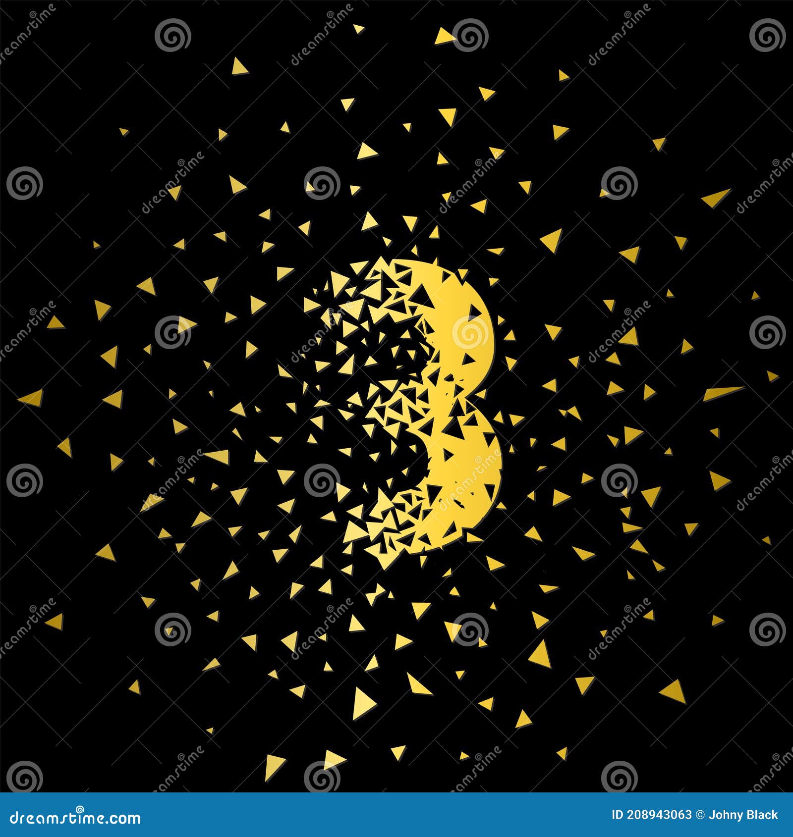 Broken Numbers 3. Explosion Effects. Vector and Illustration. Stock ...