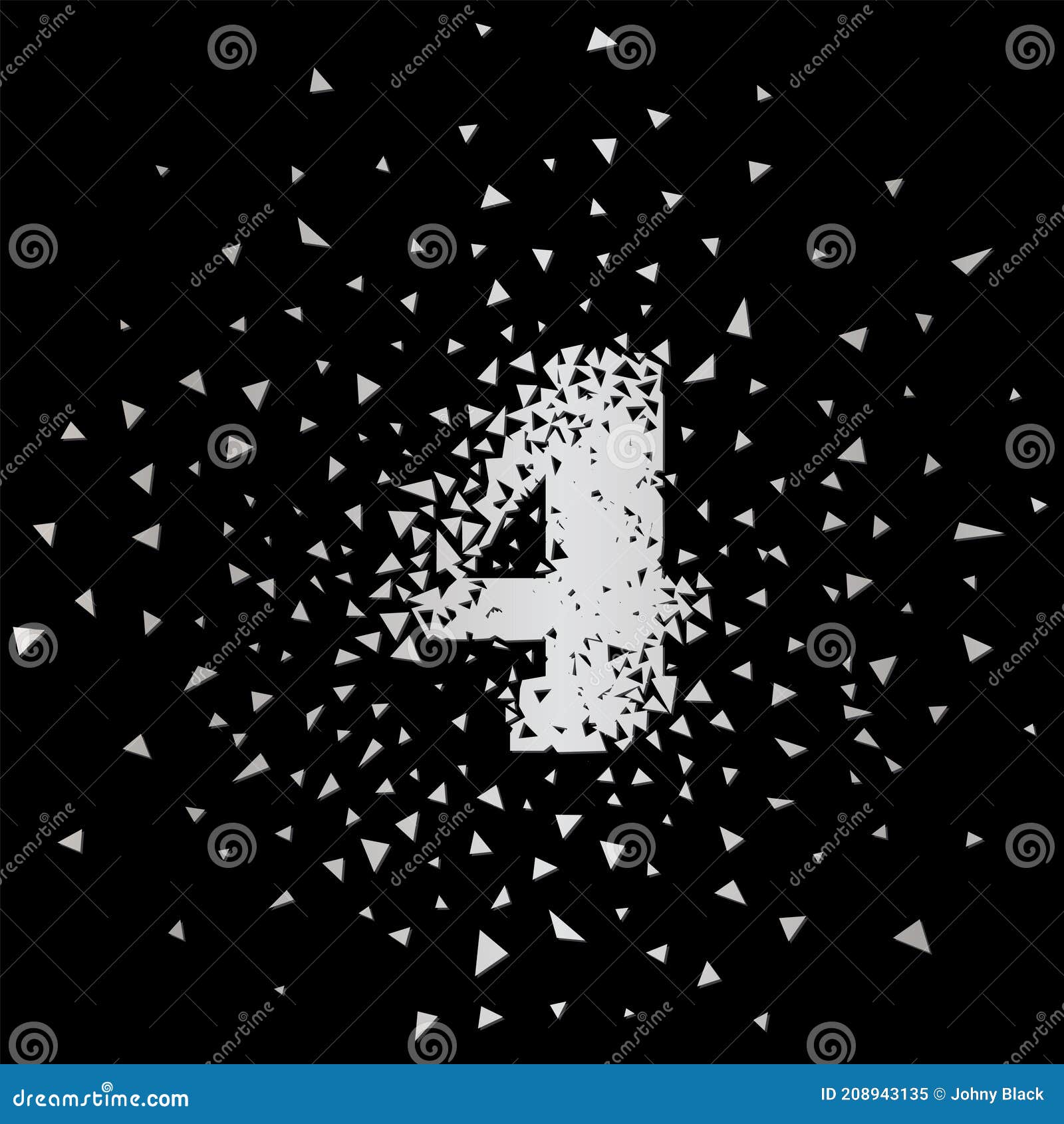 Broken Numbers 4. Explosion Effects. Vector and Illustration. Stock ...