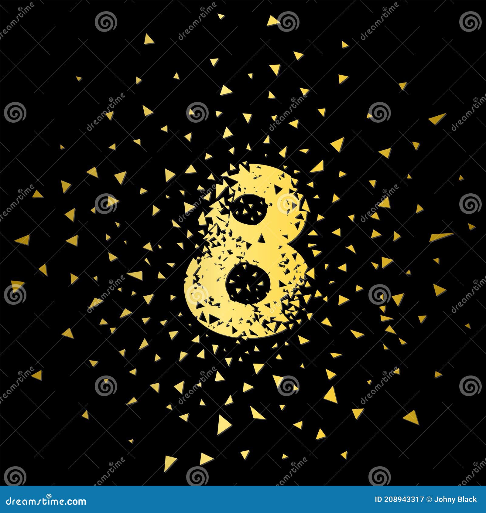 Broken Numbers 8. Explosion Effects. Vector and Illustration. Stock ...