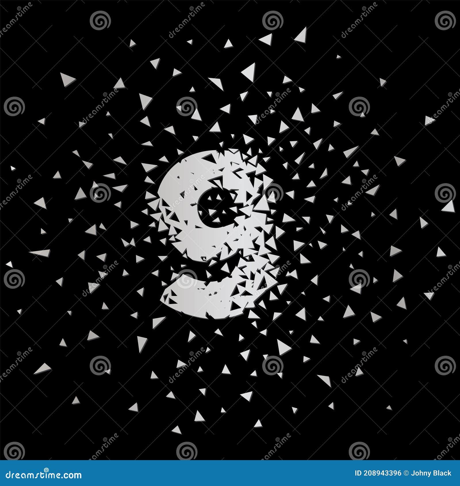 Broken Numbers 9. Explosion Effects. Vector and Illustration. Stock ...
