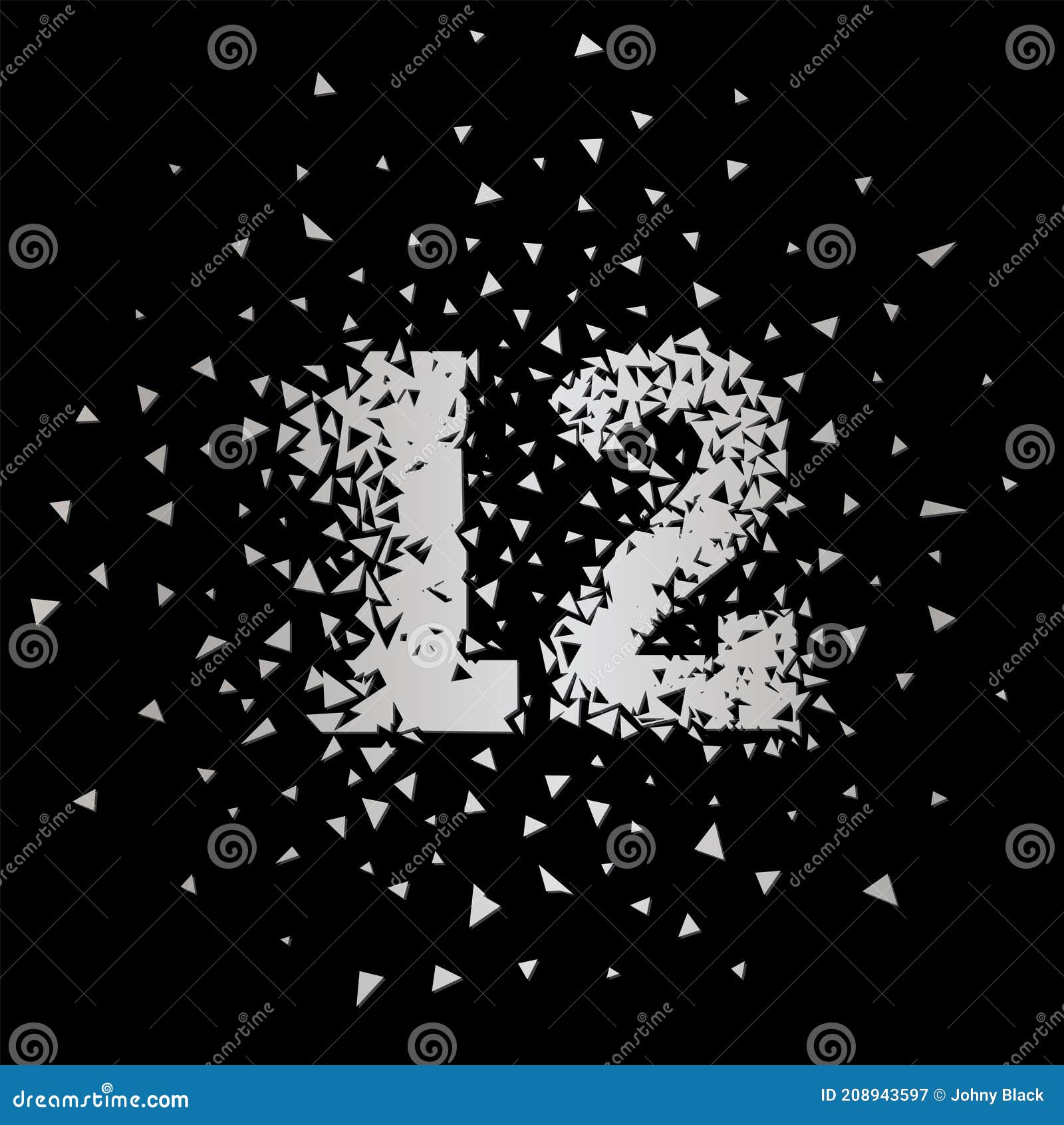 Broken Numbers 12. Explosion Effects. Vector and Illustration. Stock ...