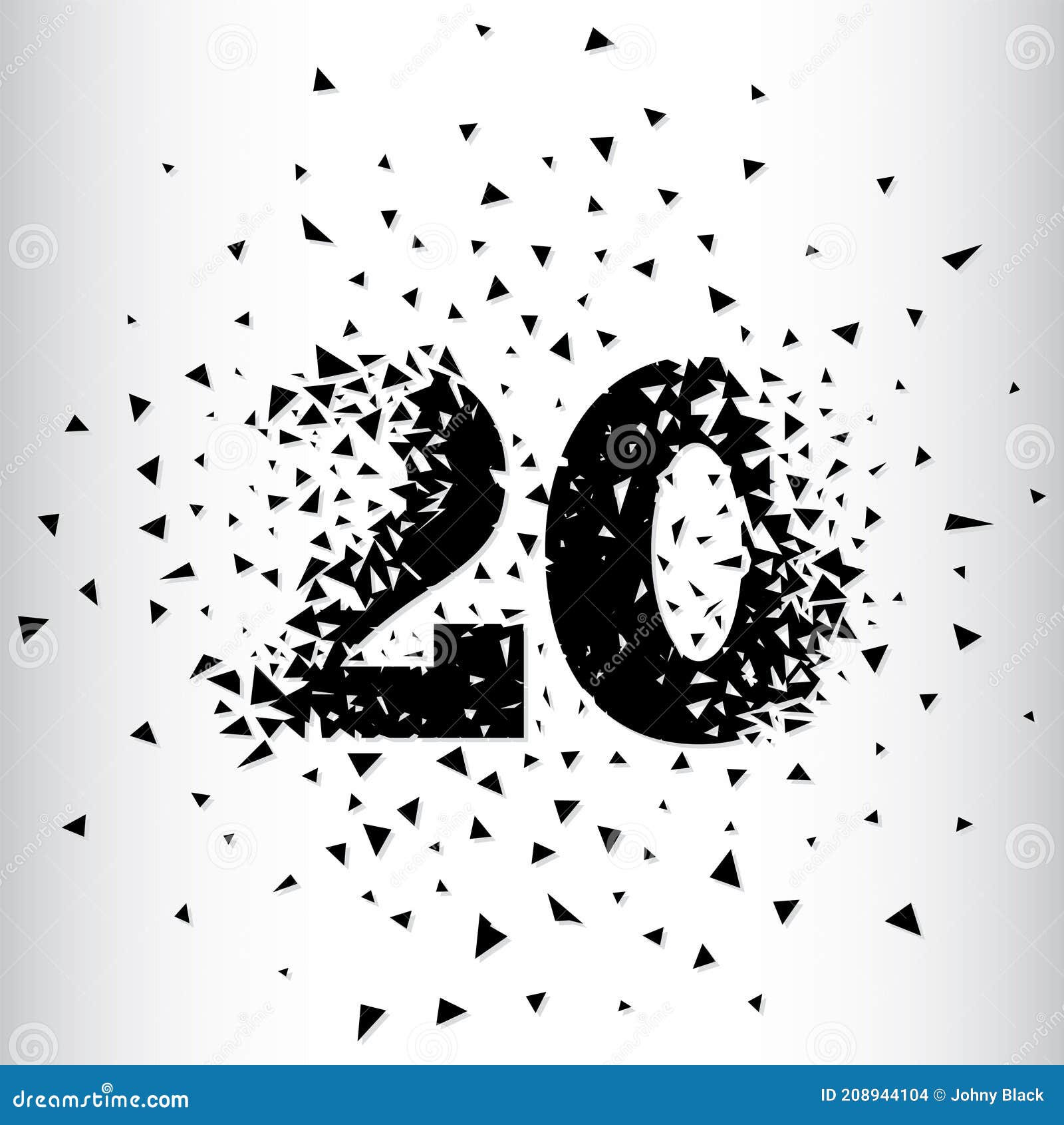 Broken Numbers 20. Explosion Effects. Vector and Illustration. Stock ...