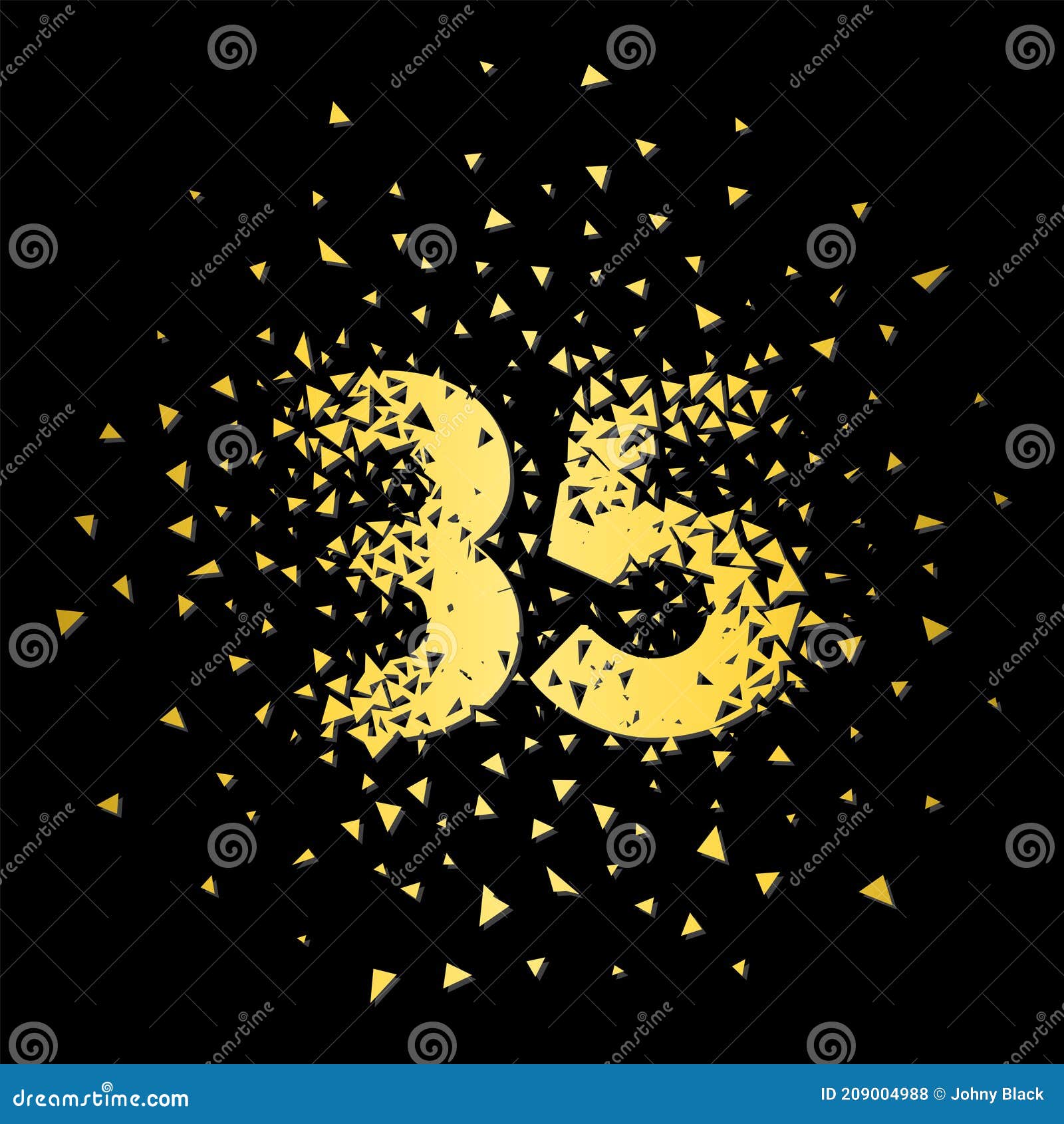 Broken Numbers 35. Explosion Effects. Vector and Illustration. Stock ...