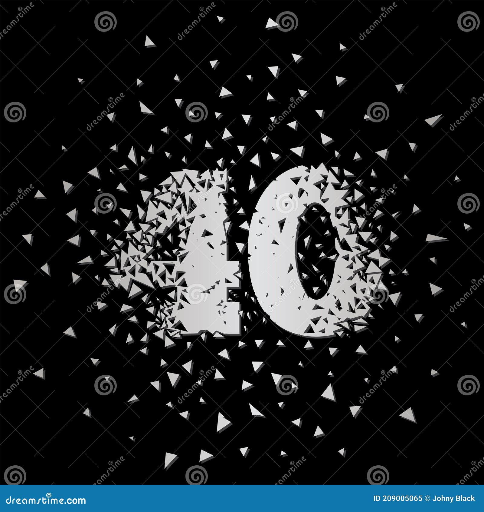 Broken Numbers 40. Explosion Effects. Vector and Illustration. Stock ...