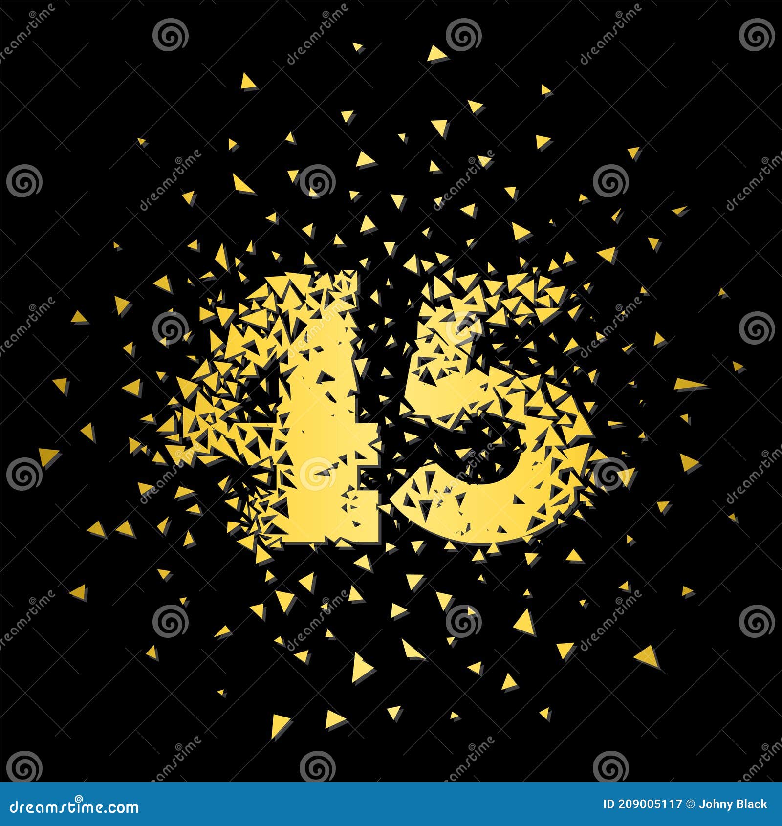 Broken Numbers 45. Explosion Effects. Vector and Illustration. Stock ...