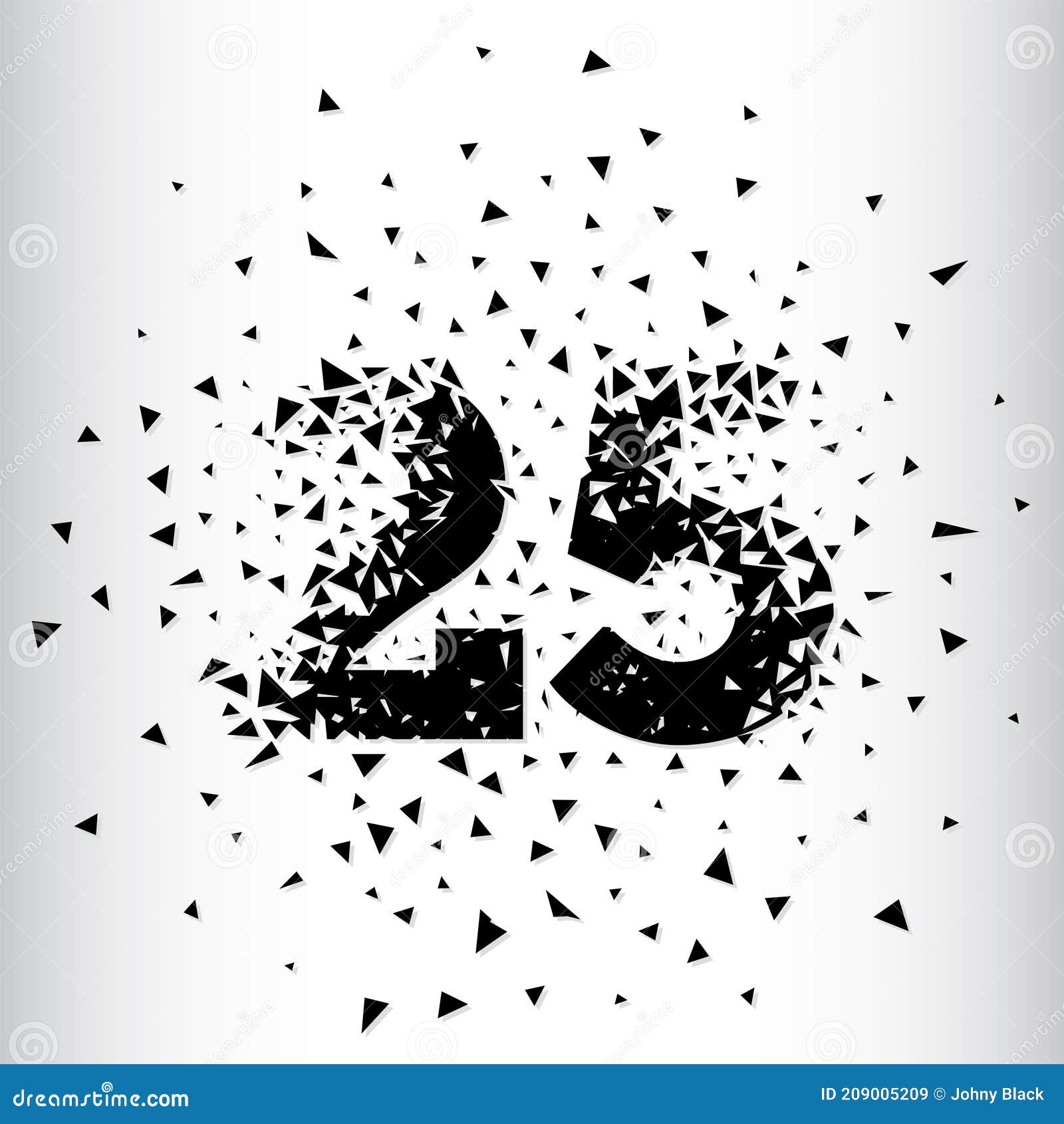 Broken Numbers 25. Explosion Effects. Vector and Illustration. Stock ...