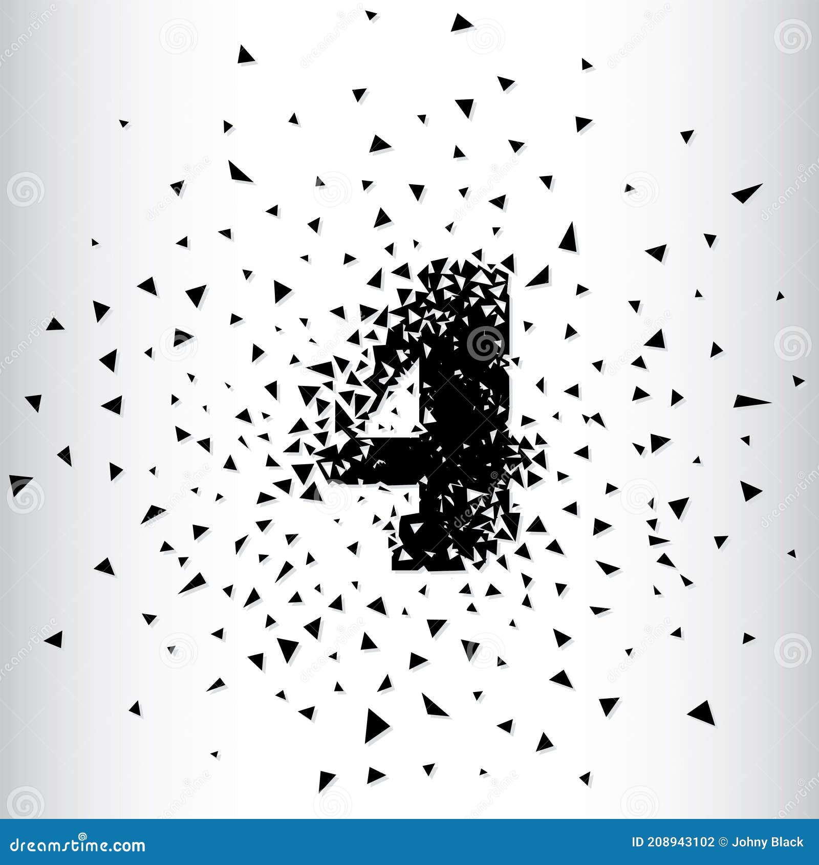 Broken Numbers 4. Explosion Effects. Vector and Illustration. Stock ...