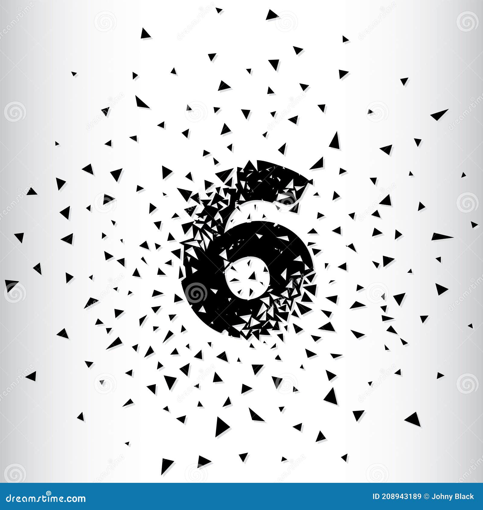 Broken Numbers 6. Explosion Effects. Vector and Illustration. Stock ...