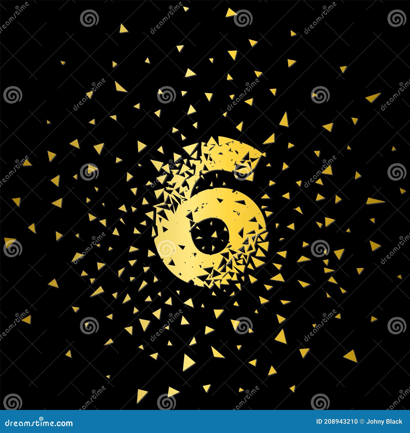 Broken Numbers 6. Explosion Effects. Vector and Illustration. Stock ...