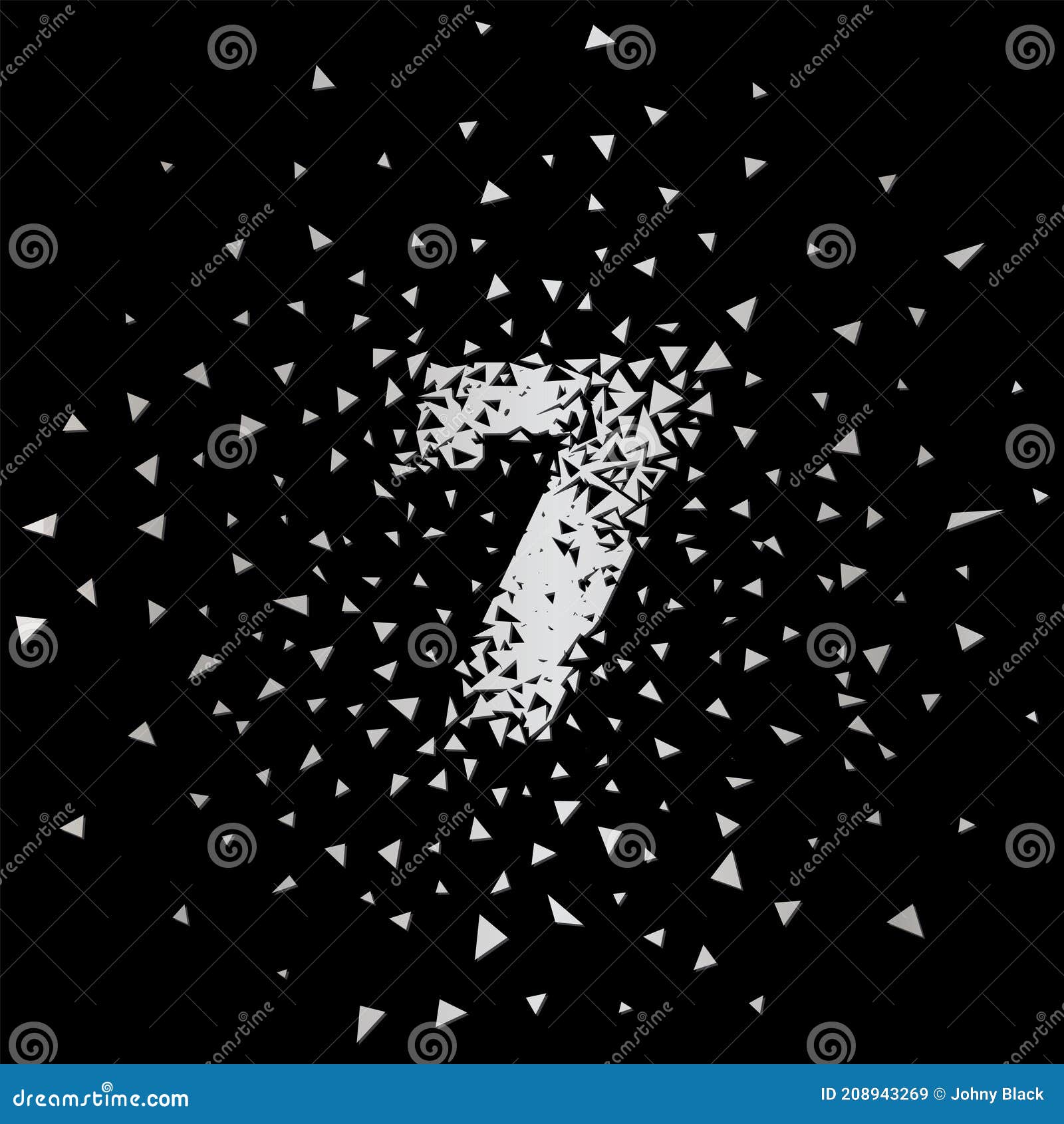 Broken Numbers 7. Explosion Effects. Vector and Illustration. Stock ...