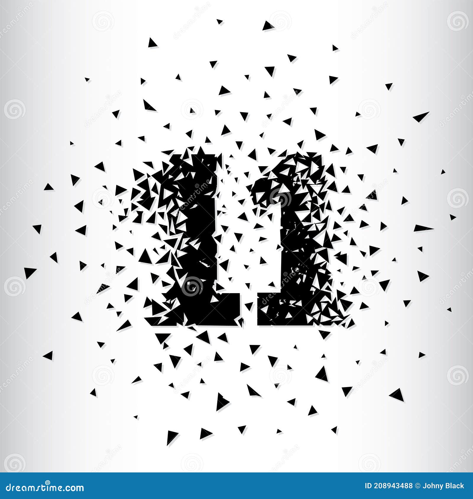 Broken Numbers 11. Explosion Effects. Vector and Illustration. Stock ...