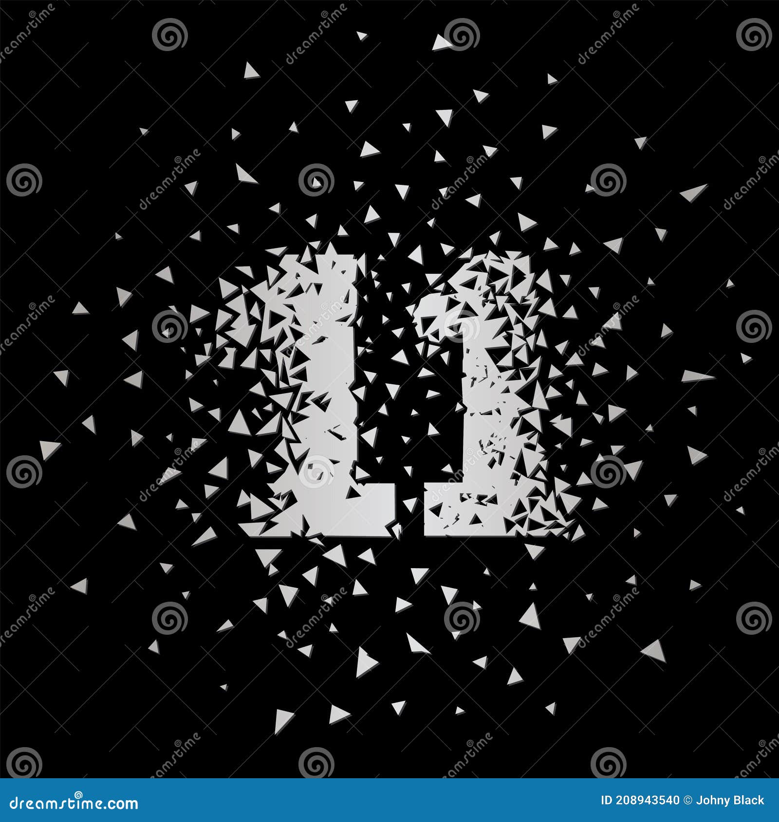 Broken Numbers 11. Explosion Effects. Vector and Illustration. Stock ...