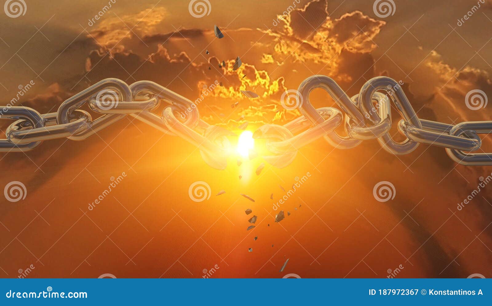 Broken Off Part in a Chain Sky Sunset Sun Stock Illustration ...