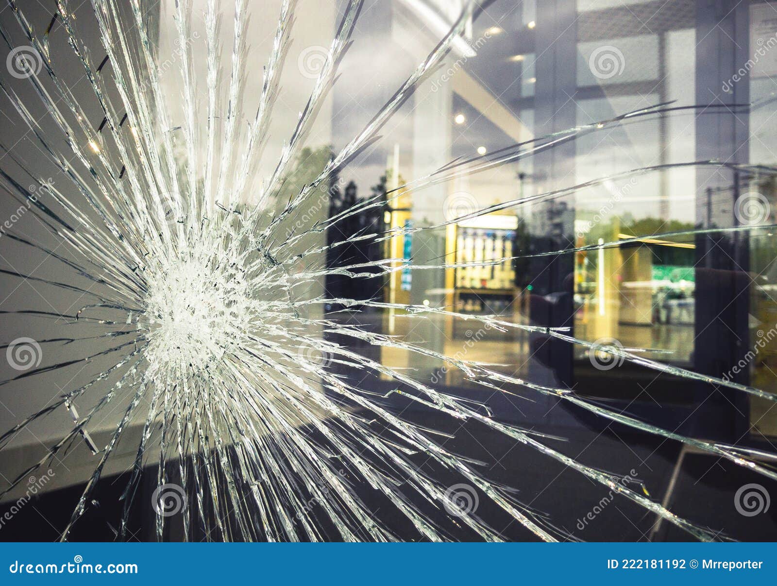 Broken Window Reinforced Antivandal Strong Glass Stock Photo - Image of ...