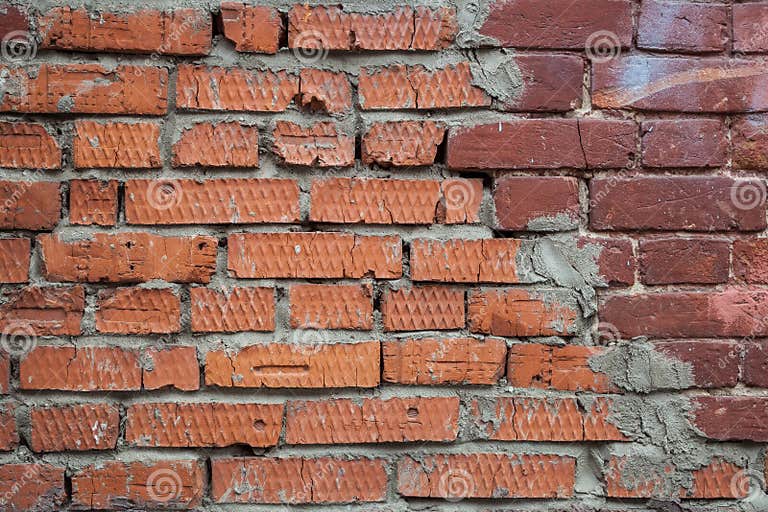 Broken old brick wall. stock image. Image of detail, brick - 94733131