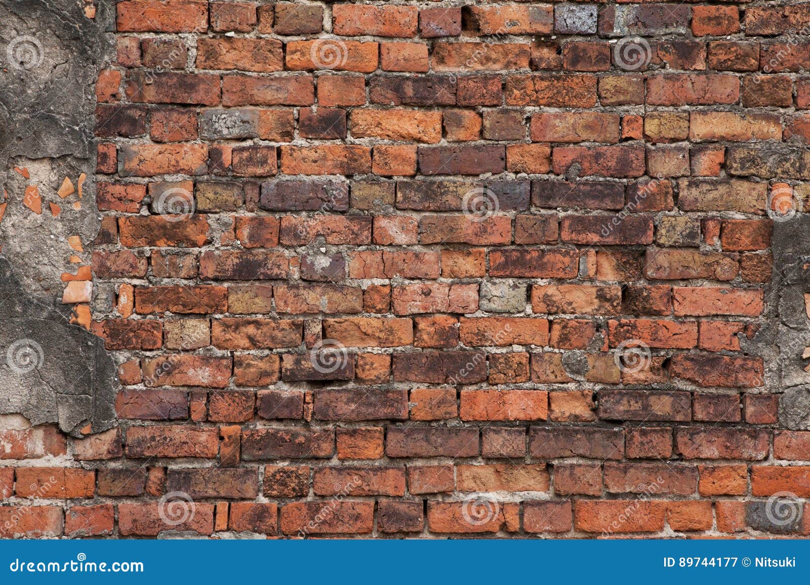 Broken old brick wall stock image. Image of dirty, retro - 89744177